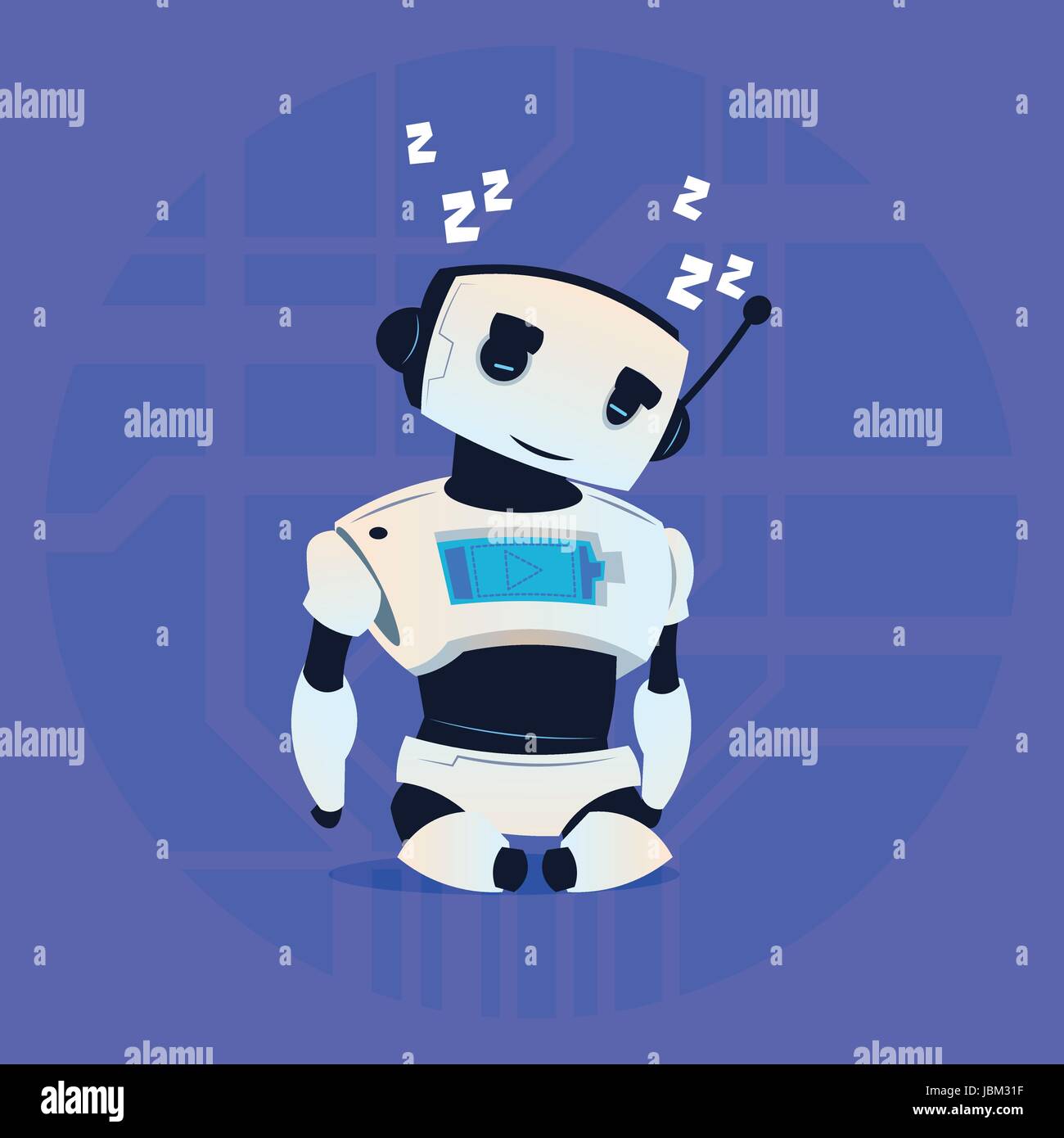 Cute Robot Sleepng Modern Artificial Intelligence Technology Concept ...