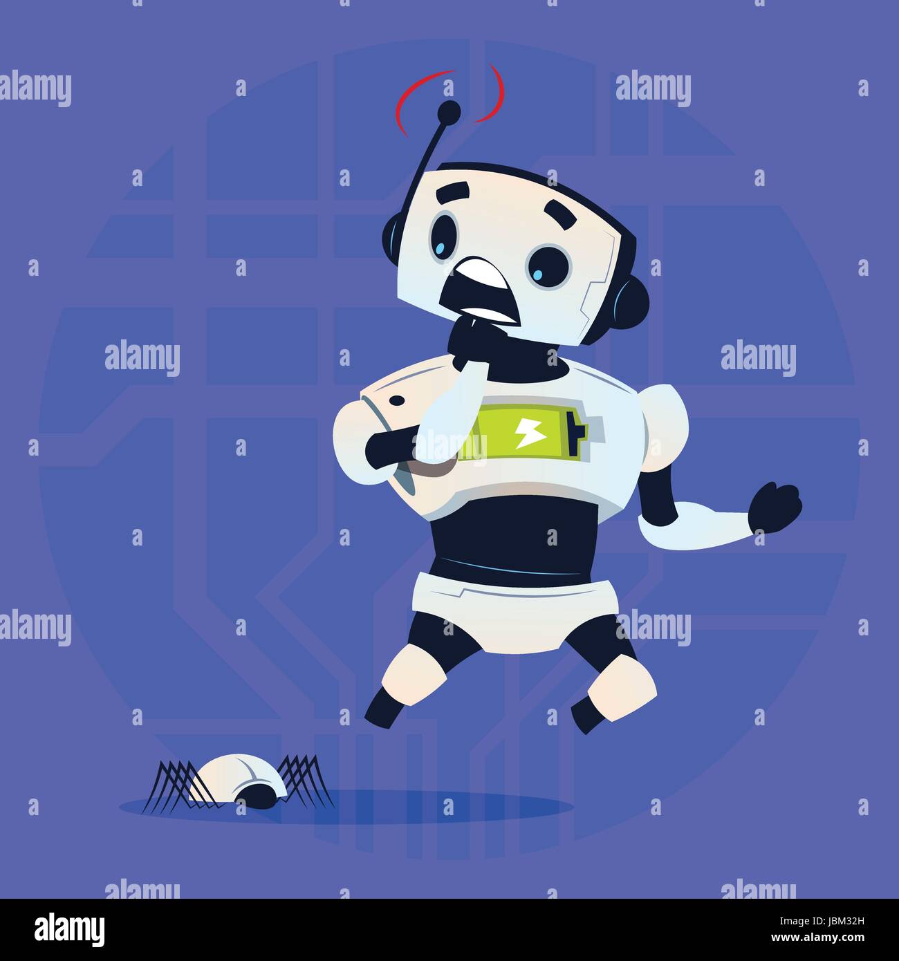 Cute Robot Scared Modern Artificial Intelligence Technology Concept ...