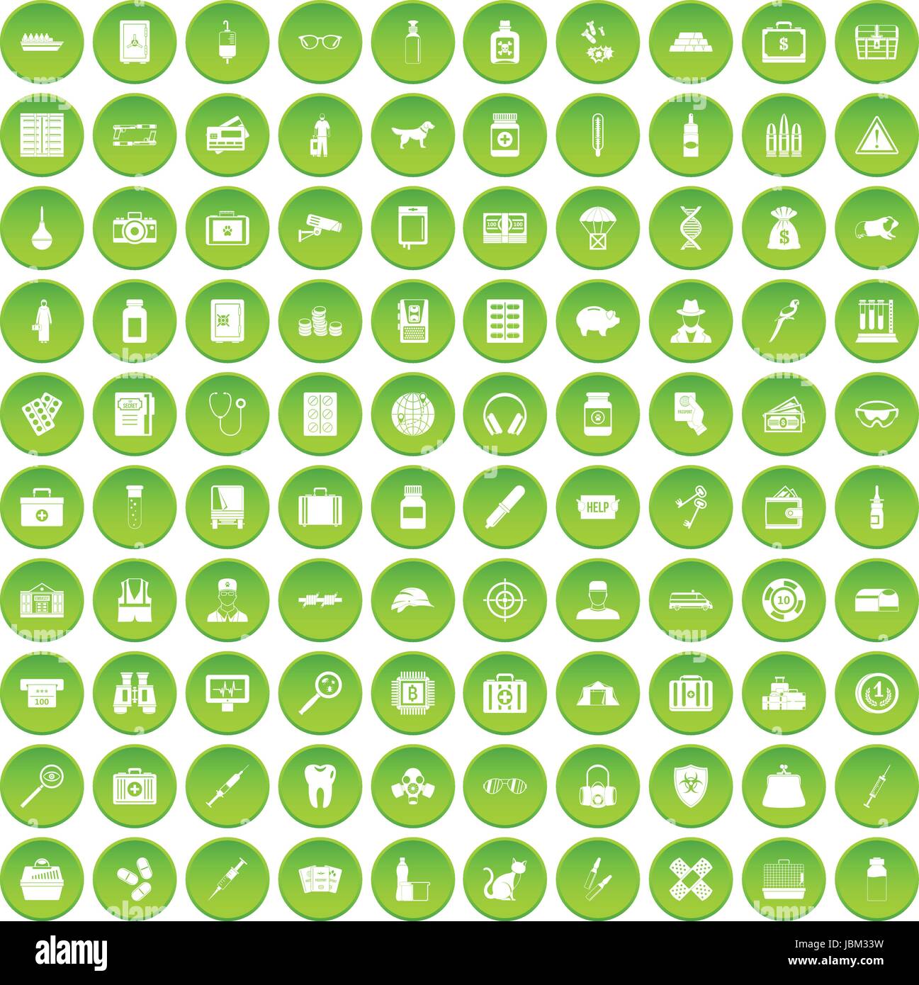 100 case icons set green circle Stock Vector Image & Art - Alamy