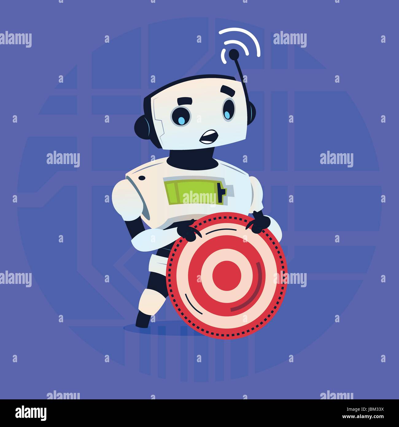 Cute Robot Holding Taget Aim Modern Artificial Intelligence Technology ...