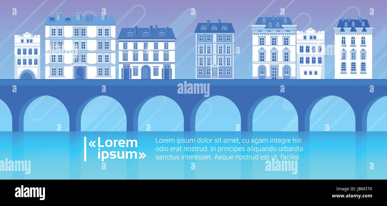 Big Modern City On River View Cityscape Silhouette Skyline Banner With ...