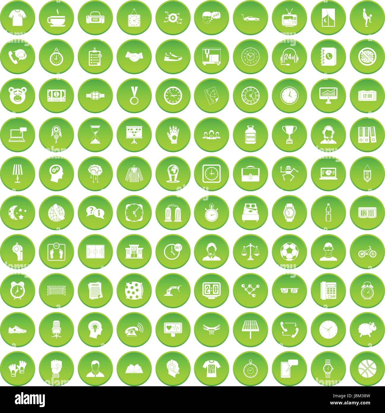 100 clock icons set green circle Stock Vector Image & Art - Alamy