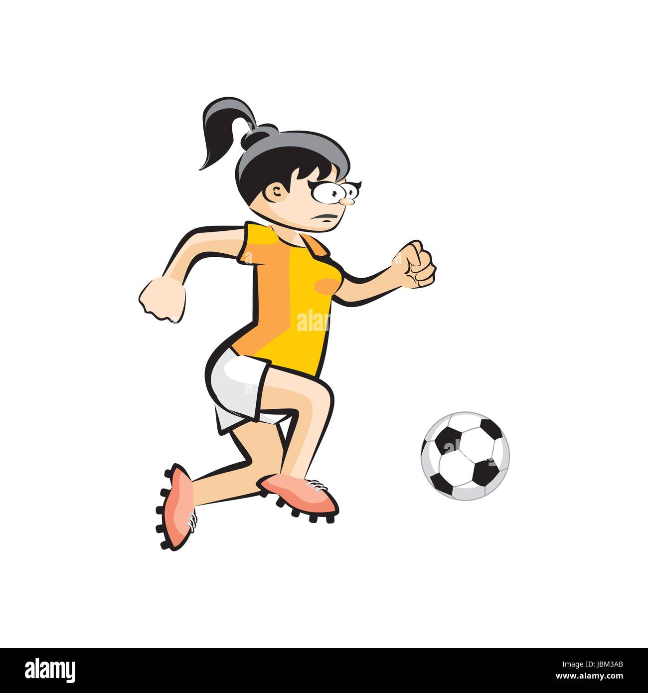Cartoon female soccer player kicking hi-res stock photography and ...