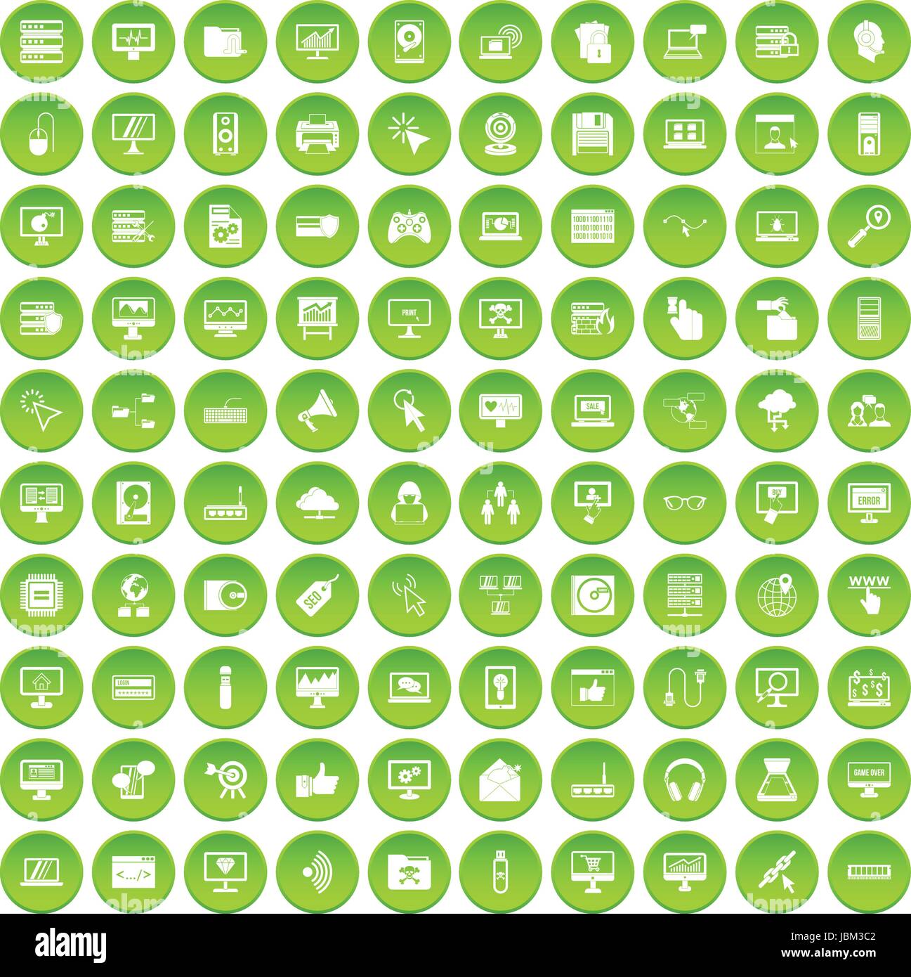 100 computer icons set green circle Stock Vector Image & Art - Alamy
