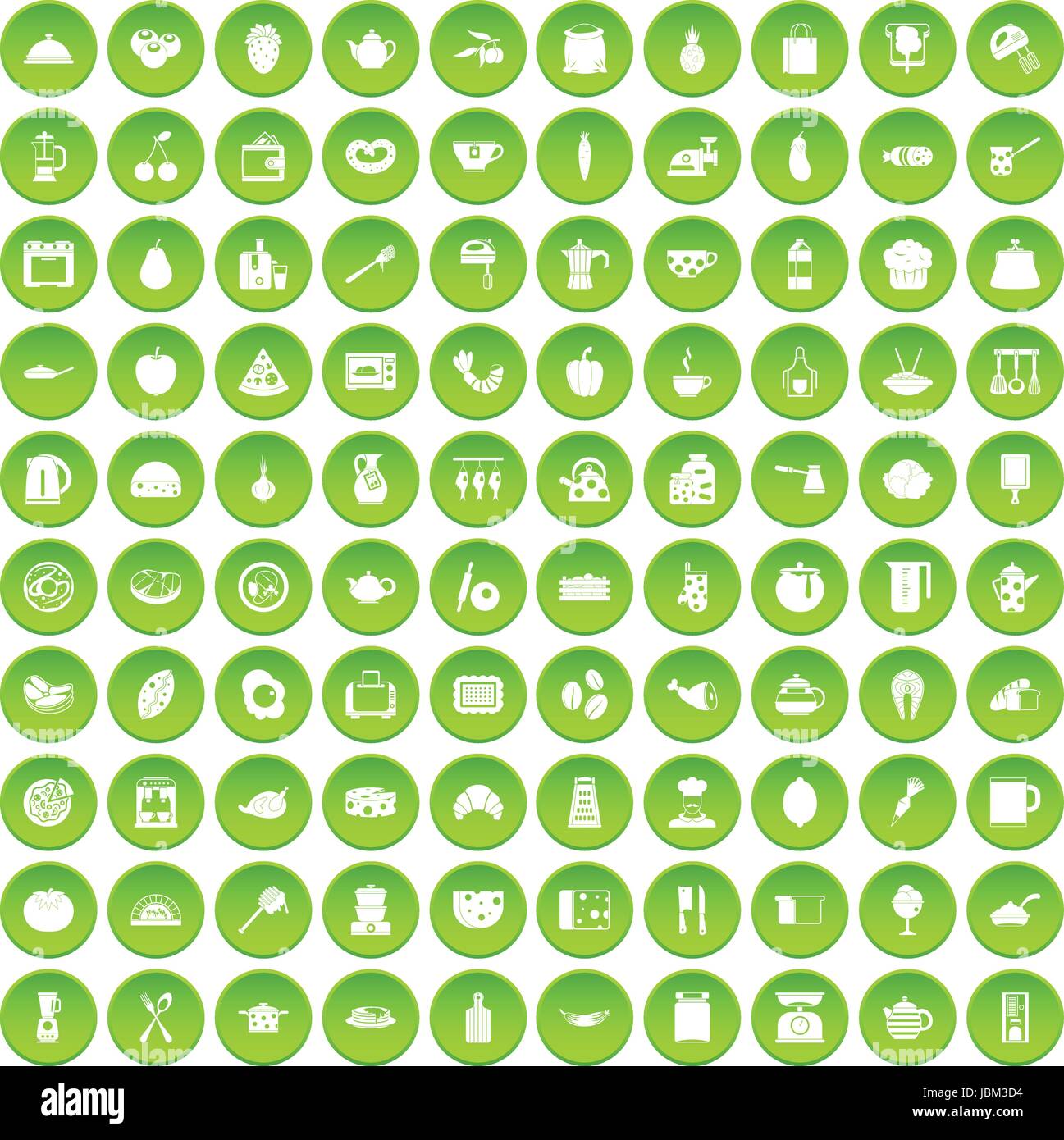 100 cooking icons set green circle Stock Vector Image & Art - Alamy