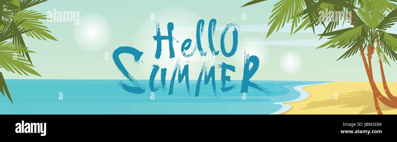 Hello Summer Beach Vacation Sand Tropical Seaside Ocean View Stock ...