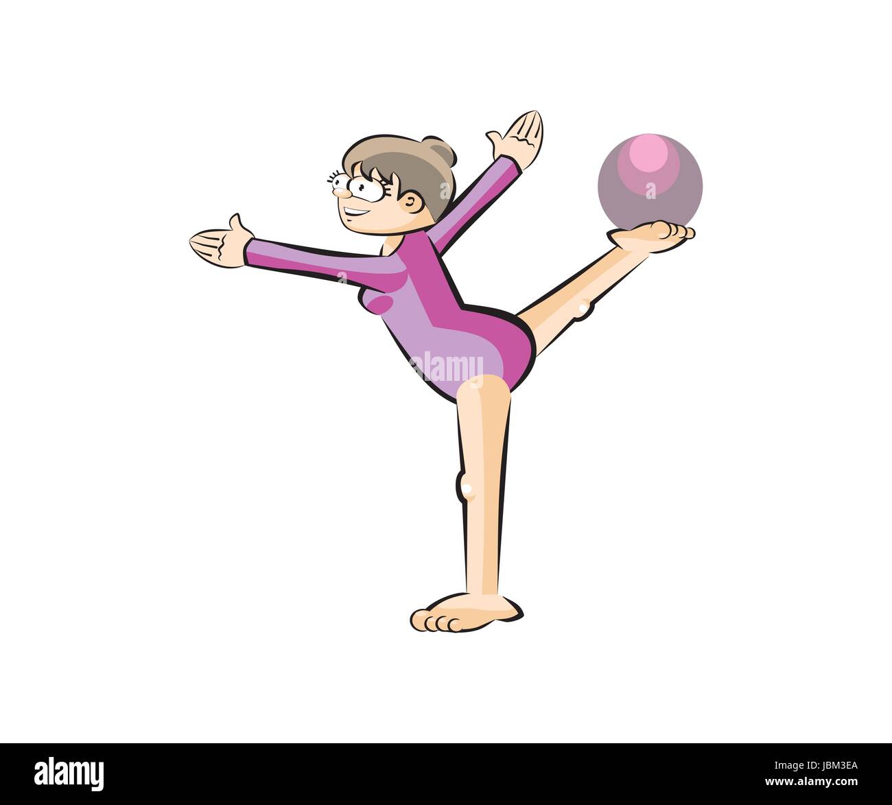 Woman Rhythmic gymnastics with ball - isolated. Conceptual female sport ...