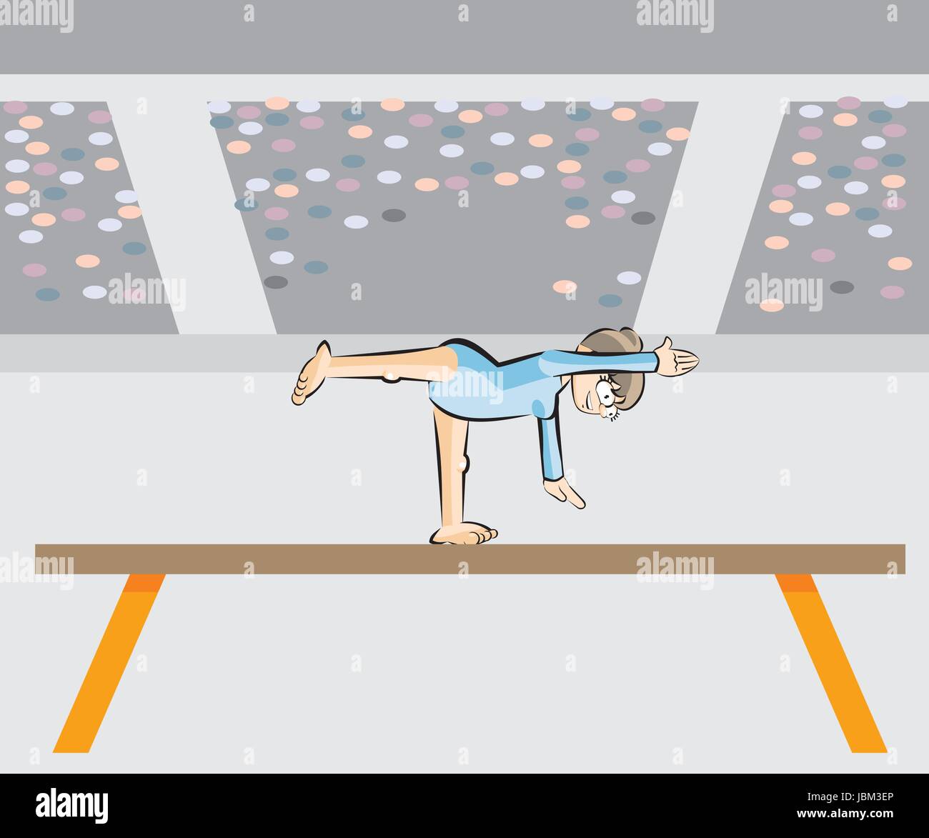 Female gymnastics on balance beam. Conceptual vector illustration Stock ...
