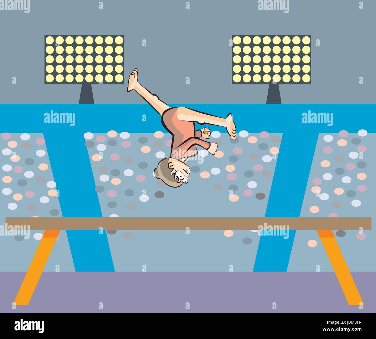 Female gymnastics on balance beam. Conceptual vector illustration Stock ...