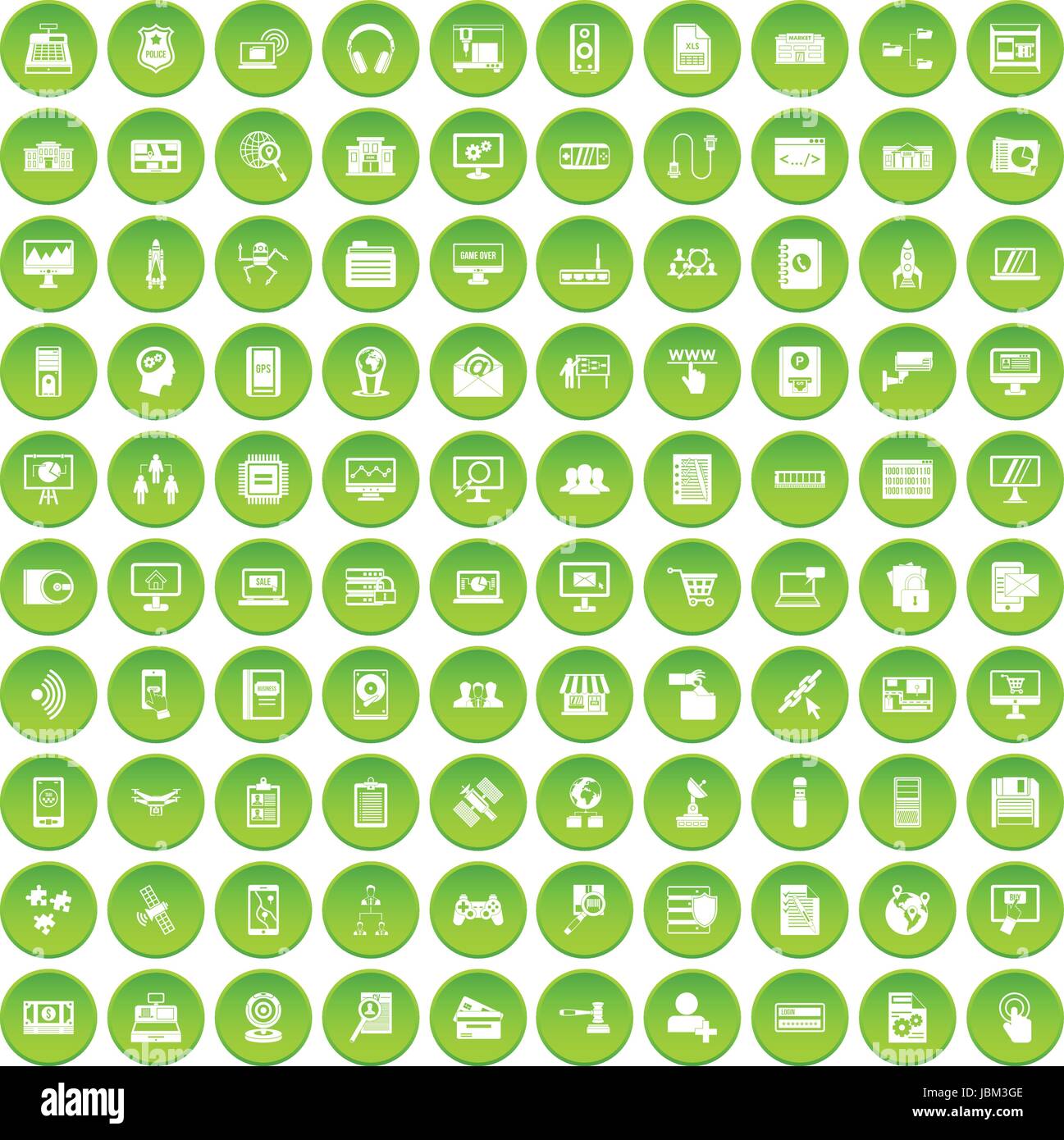 100 software icons set green Stock Vector Images - Alamy