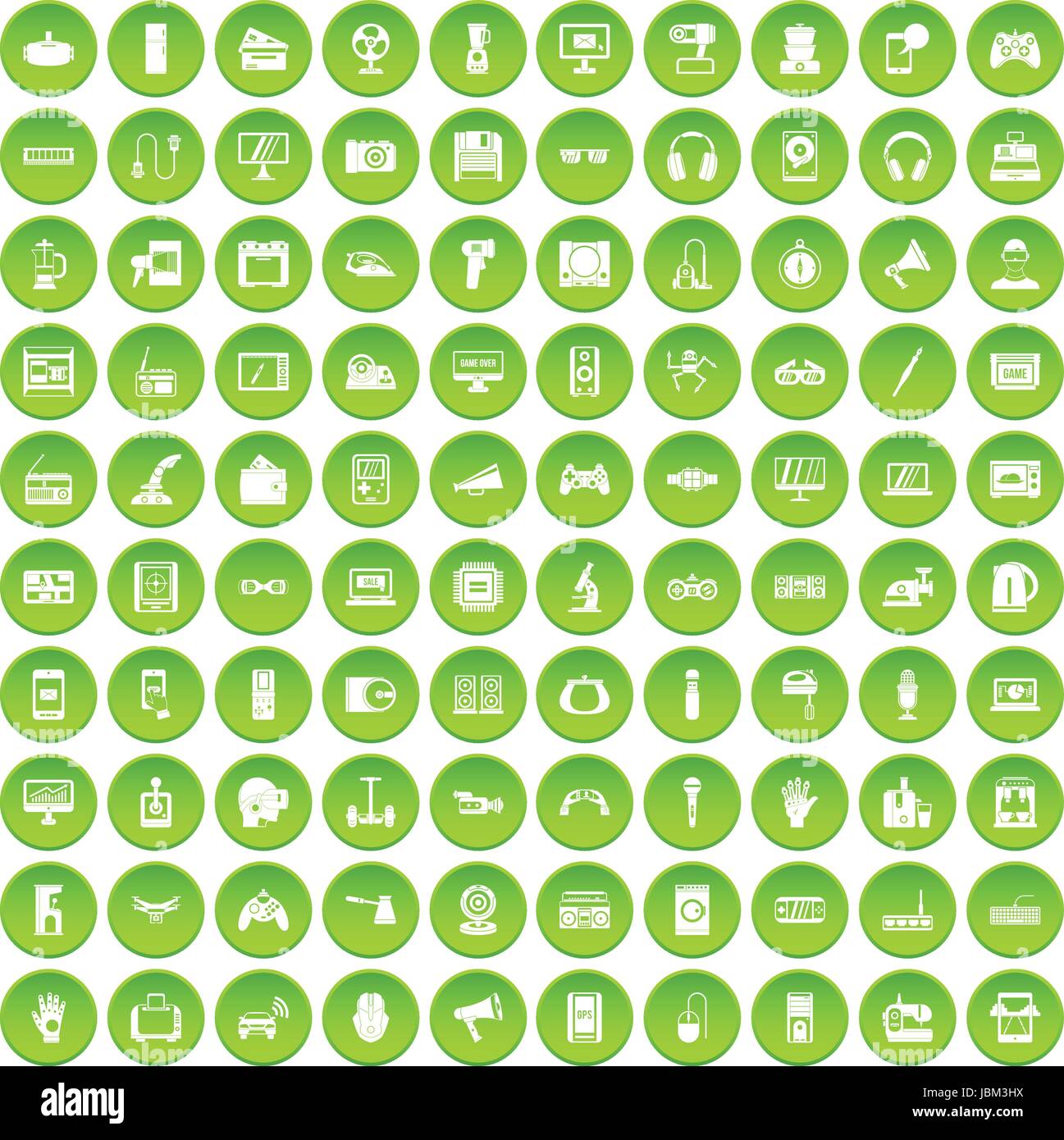 100 device app icons set green circle Stock Vector Image & Art - Alamy