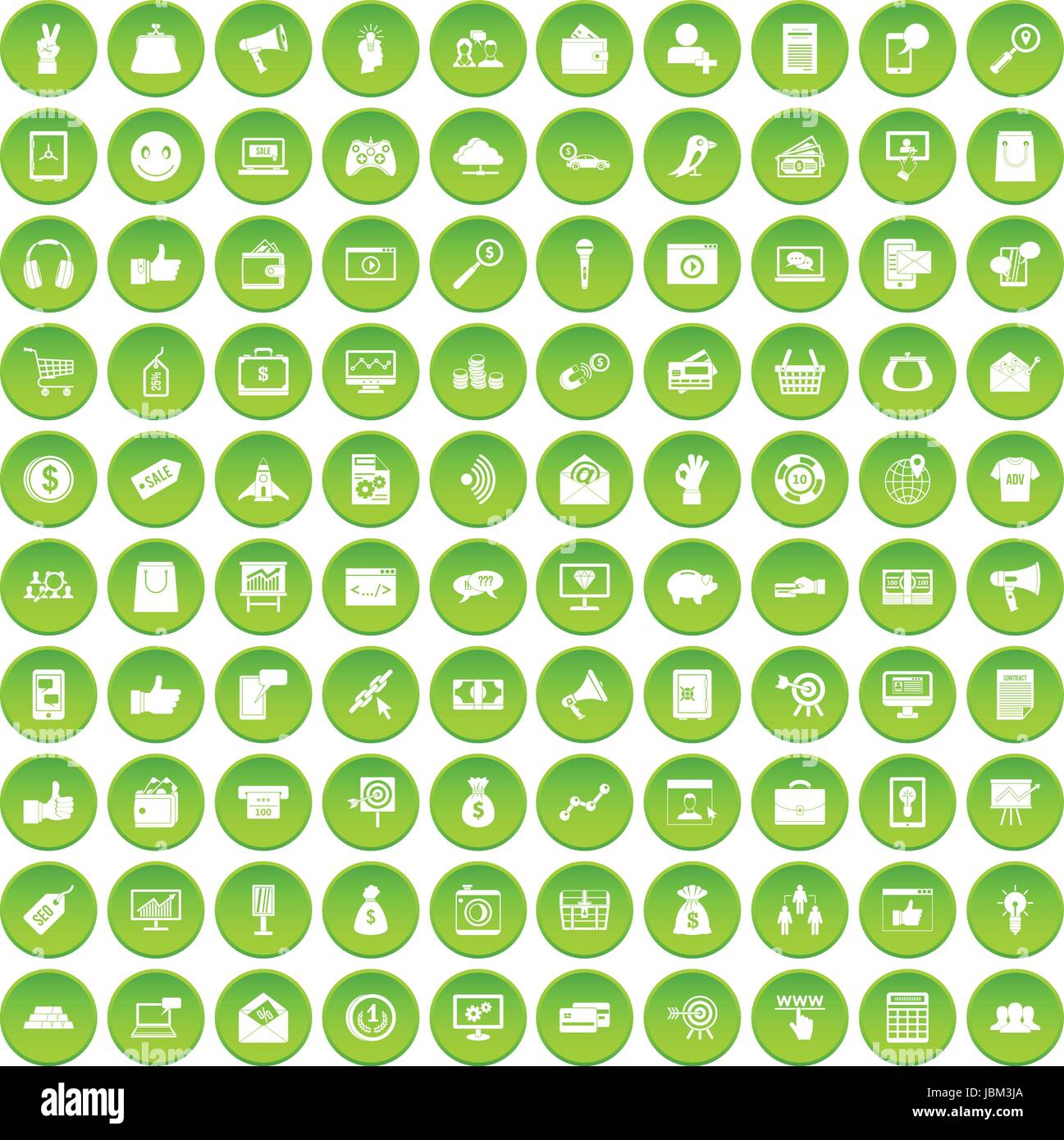 100 digital marketing icons set green circle Stock Vector Image & Art ...