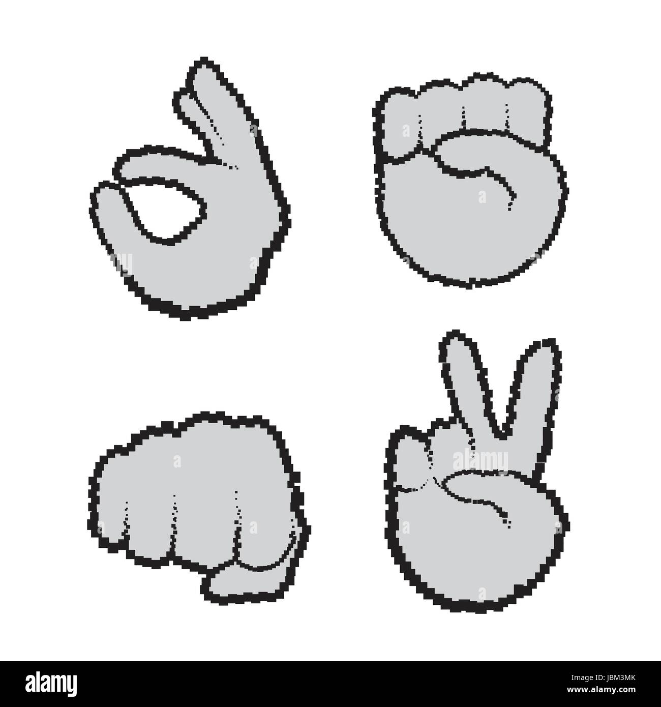 Hand Gestures Set People Emotion Icon Collection Stock Vector Image ...