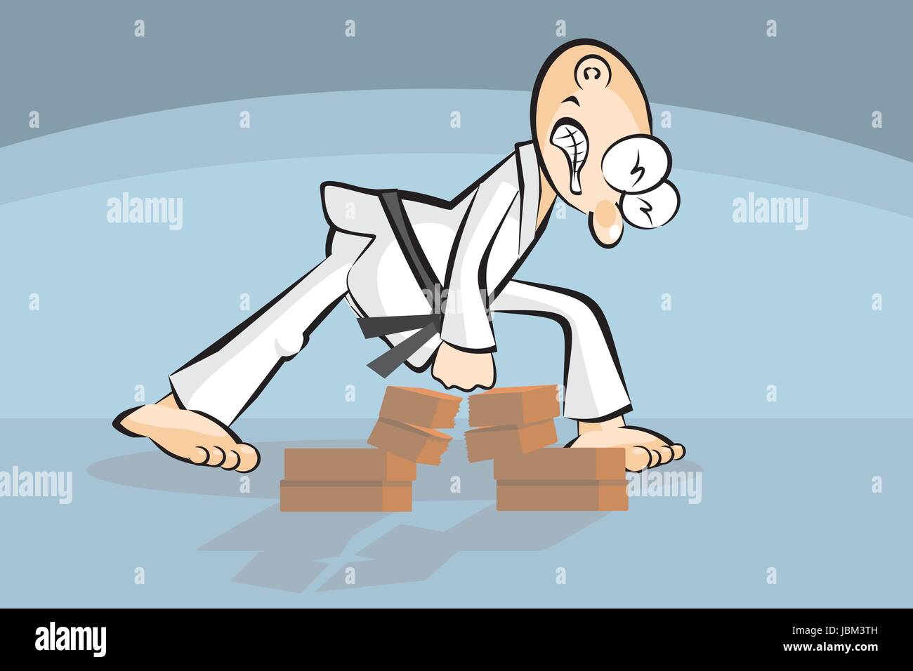 Man breaking bricks with karate punch. Conceptual image vector ...