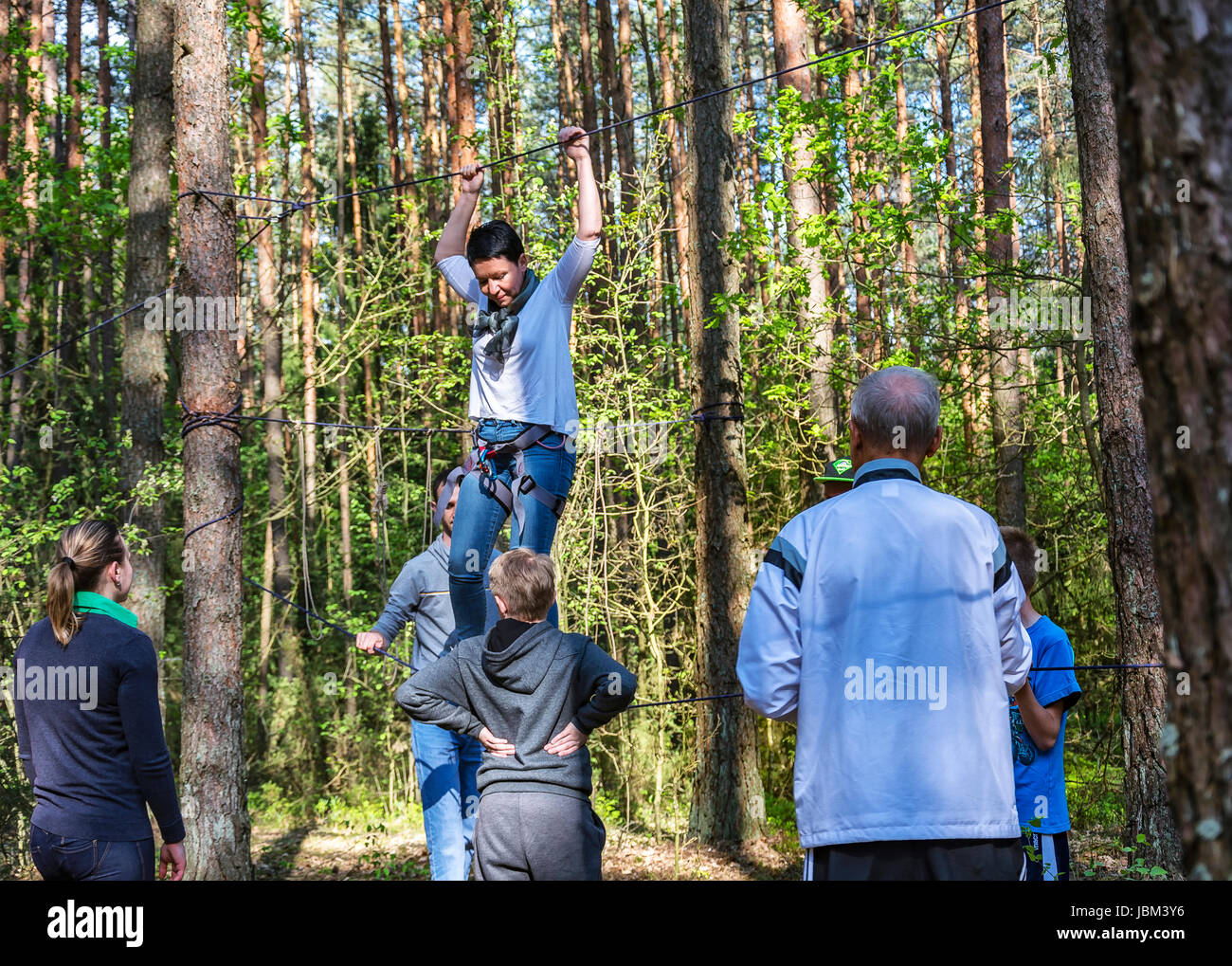 Woman tight rope hi-res stock photography and images - Alamy
