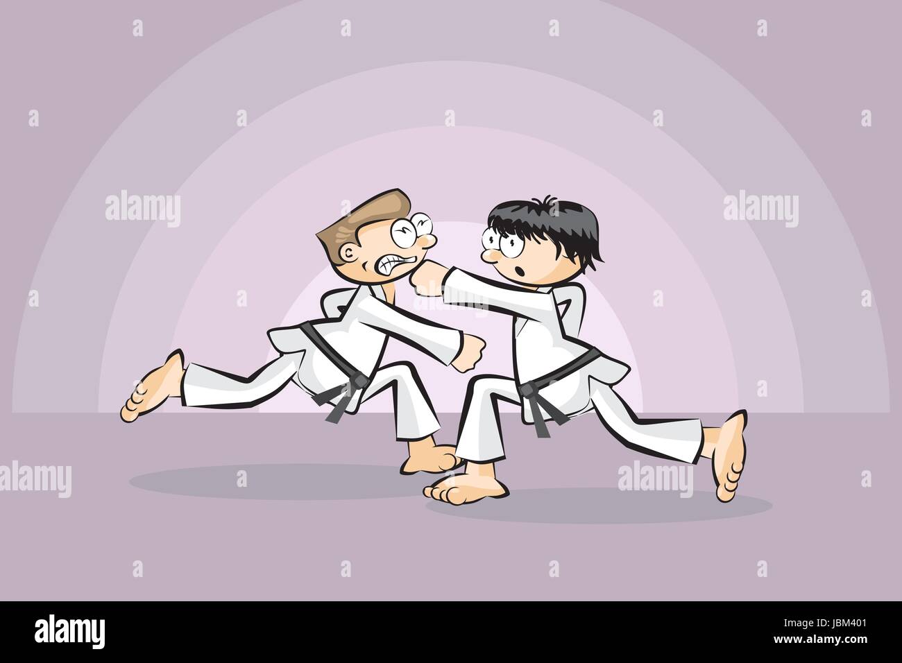 Two men in combat fighting karate. Conceptual vector illustration about ...