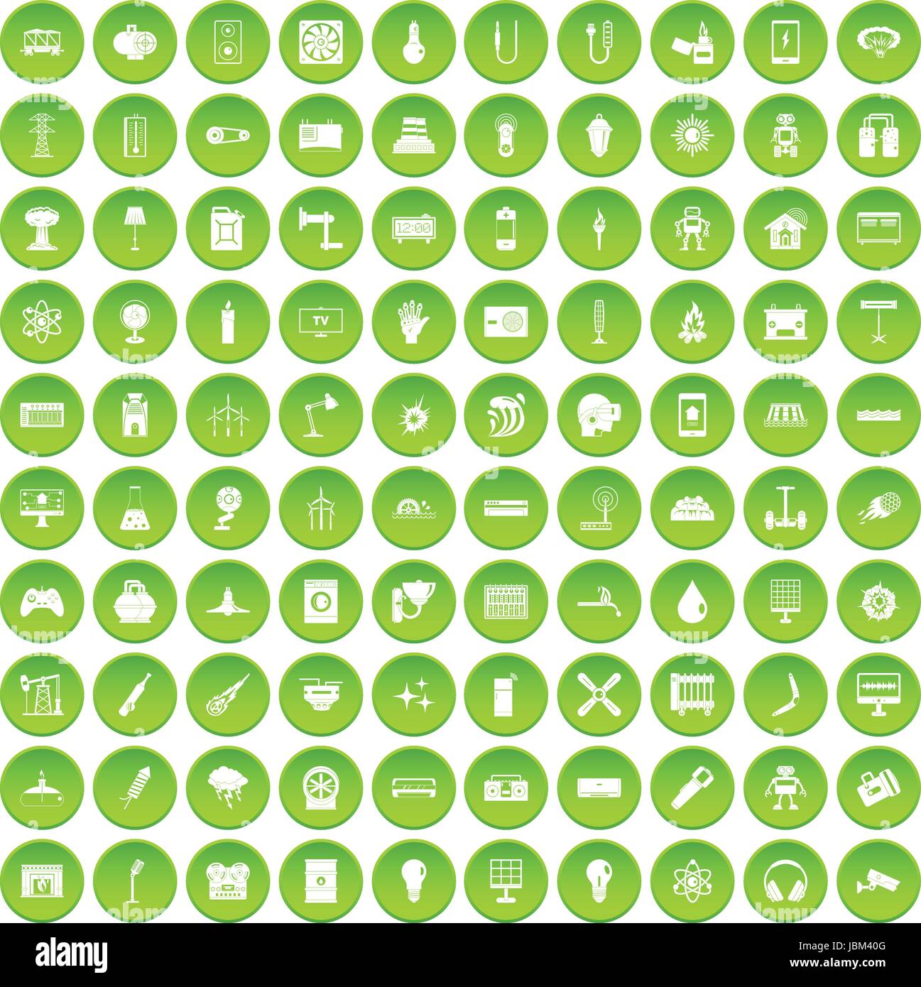 100 energy icons set green circle Stock Vector Image & Art - Alamy
