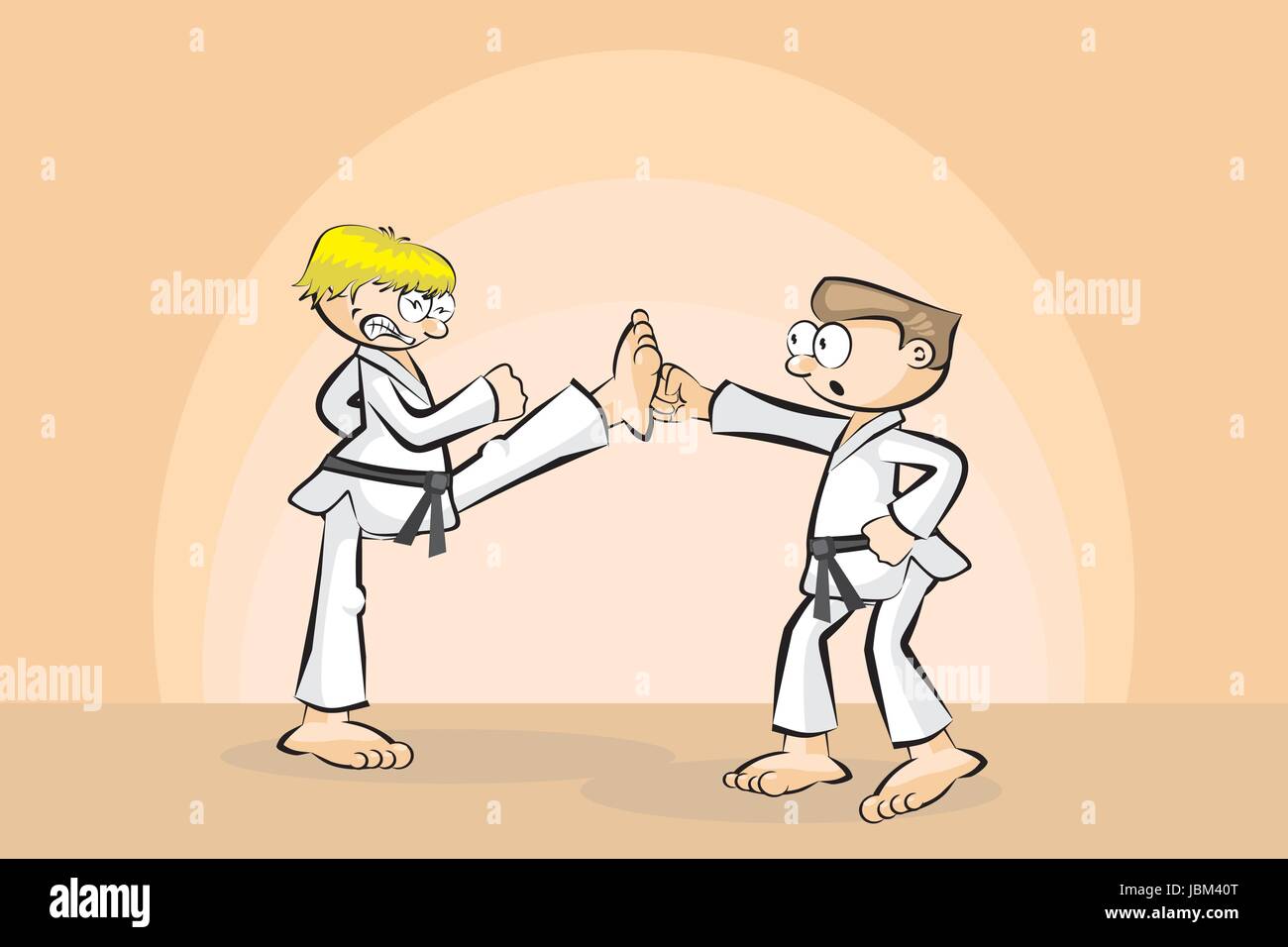Two men in combat fighting karate. Conceptual vector illustration about ...