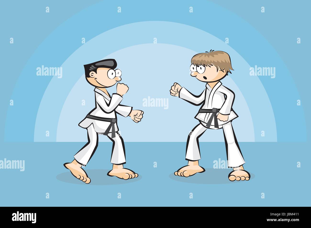 Two men in combat fighting karate. Conceptual vector illustration about ...