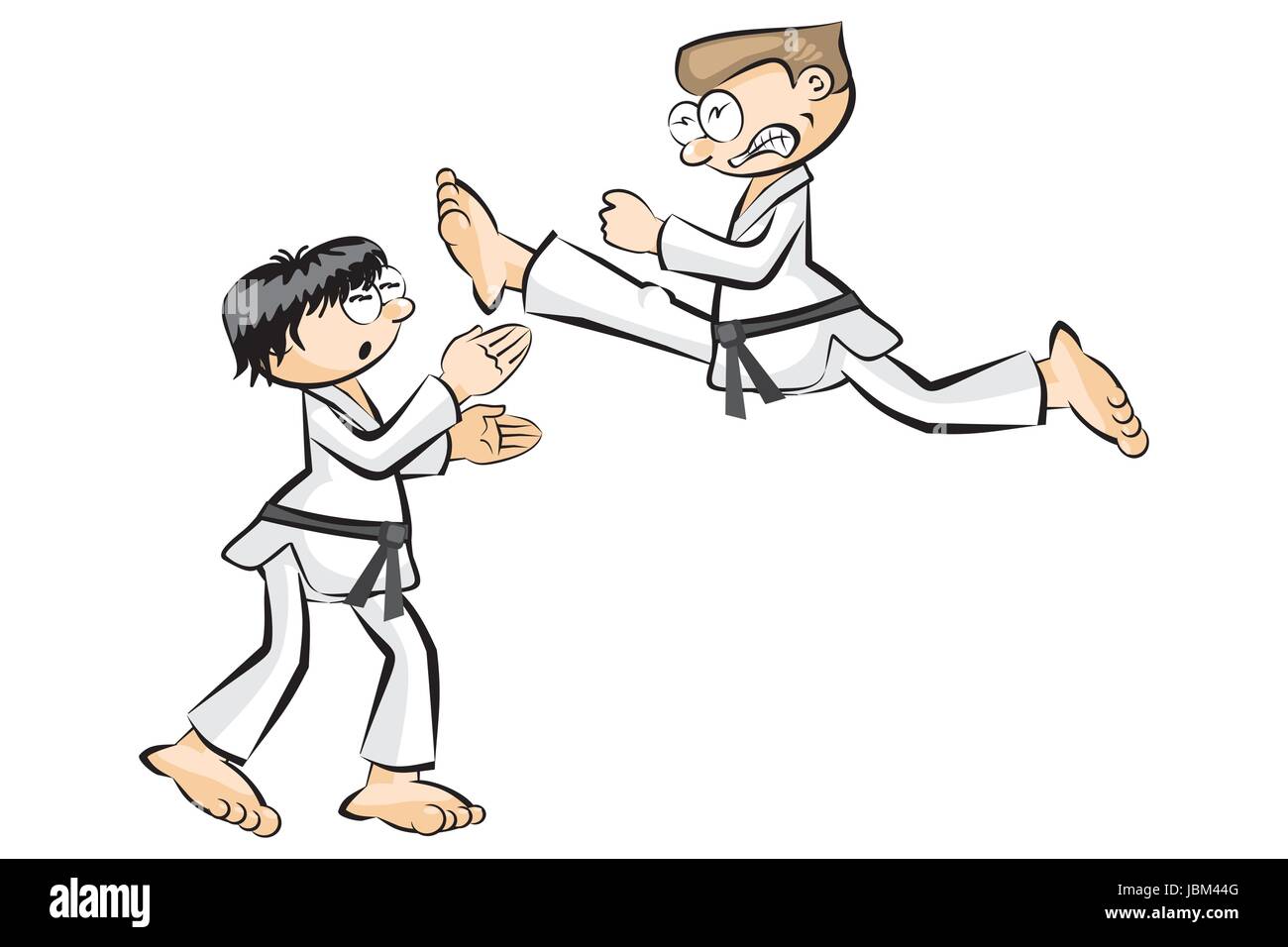 Two men in Show karate fight isolated on white. Conceptual vector ...