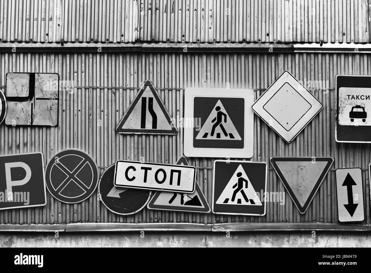 Traffic signs photo Black and White Stock Photos & Images - Alamy