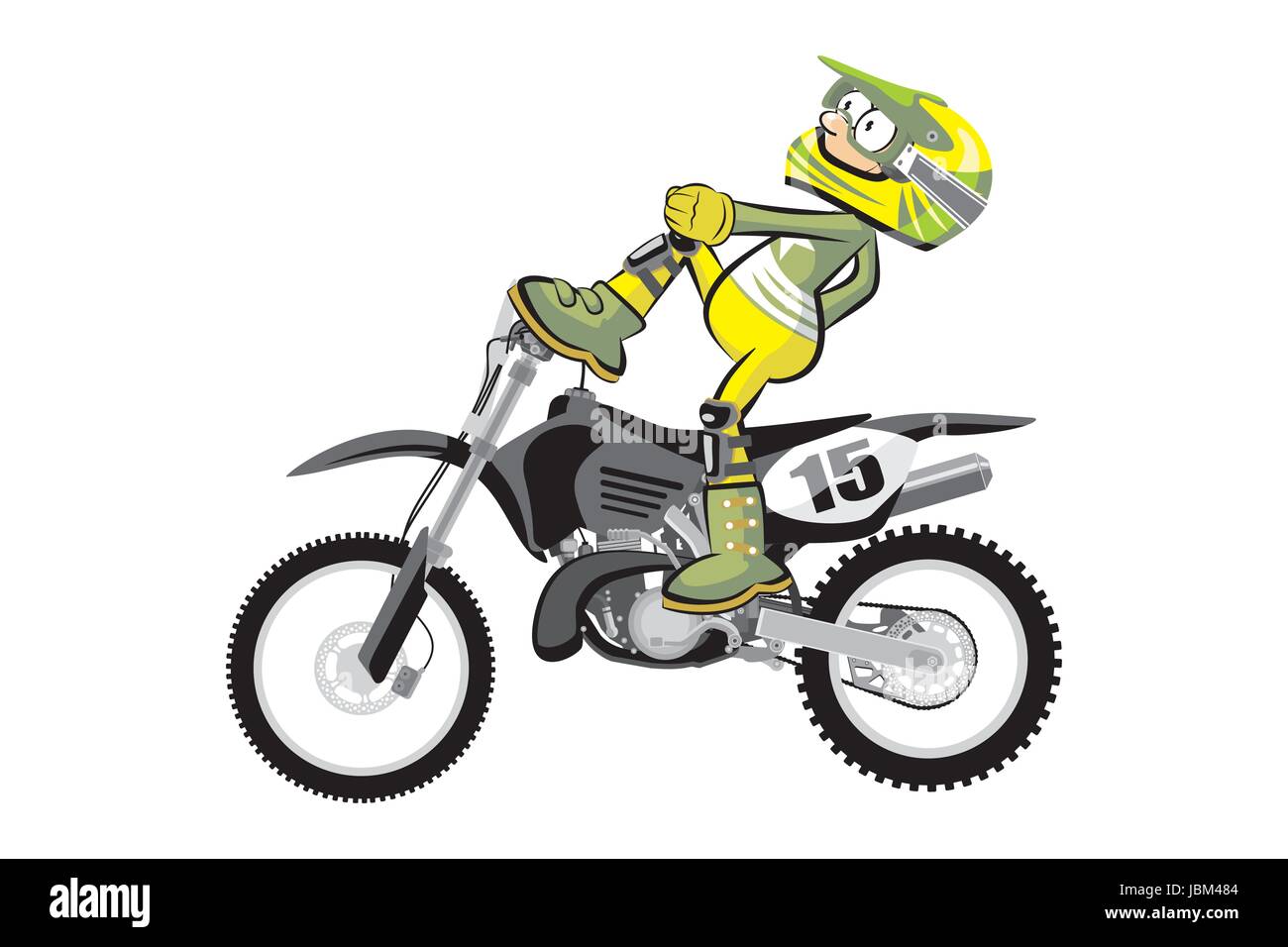 Motocross rider isolated over white backgrorund . Cartoon style ...