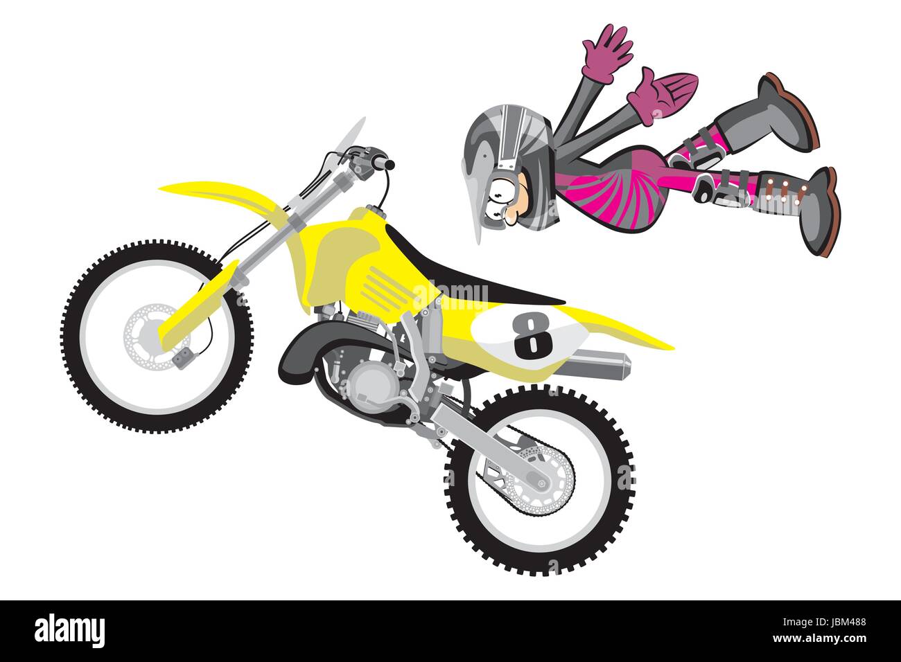Motocross rider isolated over white backgrorund . Cartoon style ...