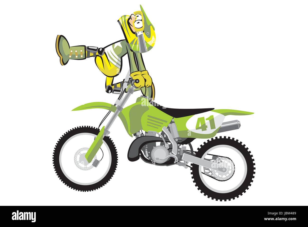 Motocross rider isolated over white backgrorund . Cartoon style ...