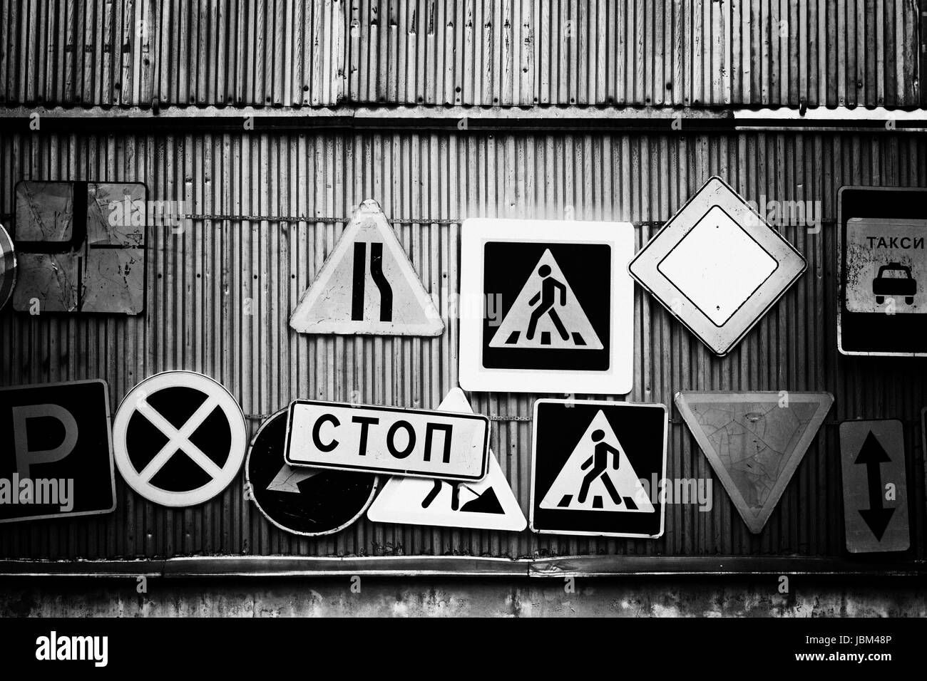 Traffic signs photo Black and White Stock Photos & Images - Alamy