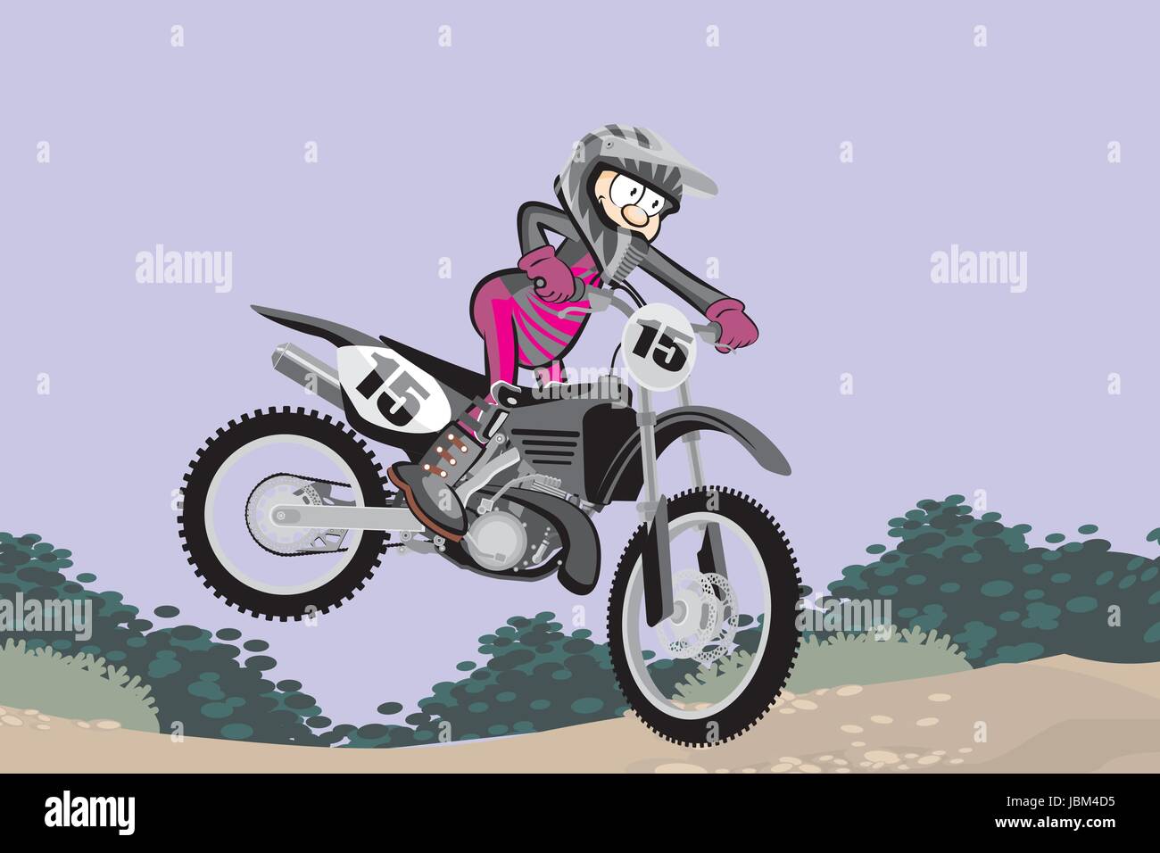 Motocross Racer in dust track. Cartoon Style. Conceptual vector ...