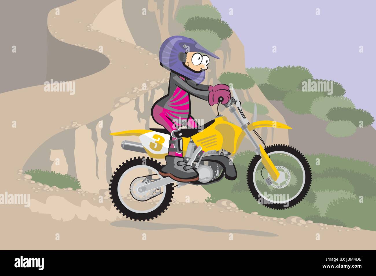 Motocross Racer in dust track. Cartoon Style. Conceptual vector ...