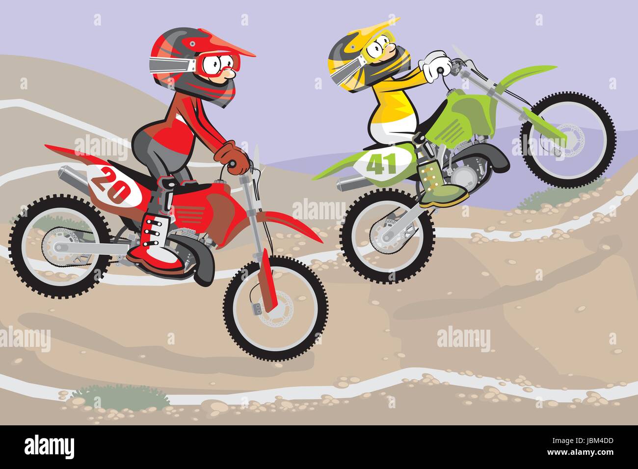 Motocross Racer in dust track. Cartoon Style. Conceptual vector ...