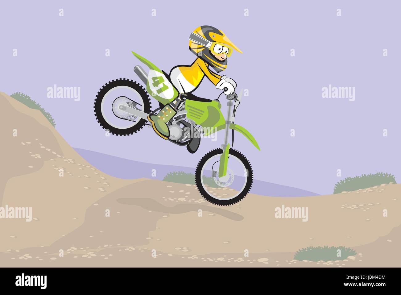 Motocross Racer in dust track. Cartoon Style. Conceptual vector ...