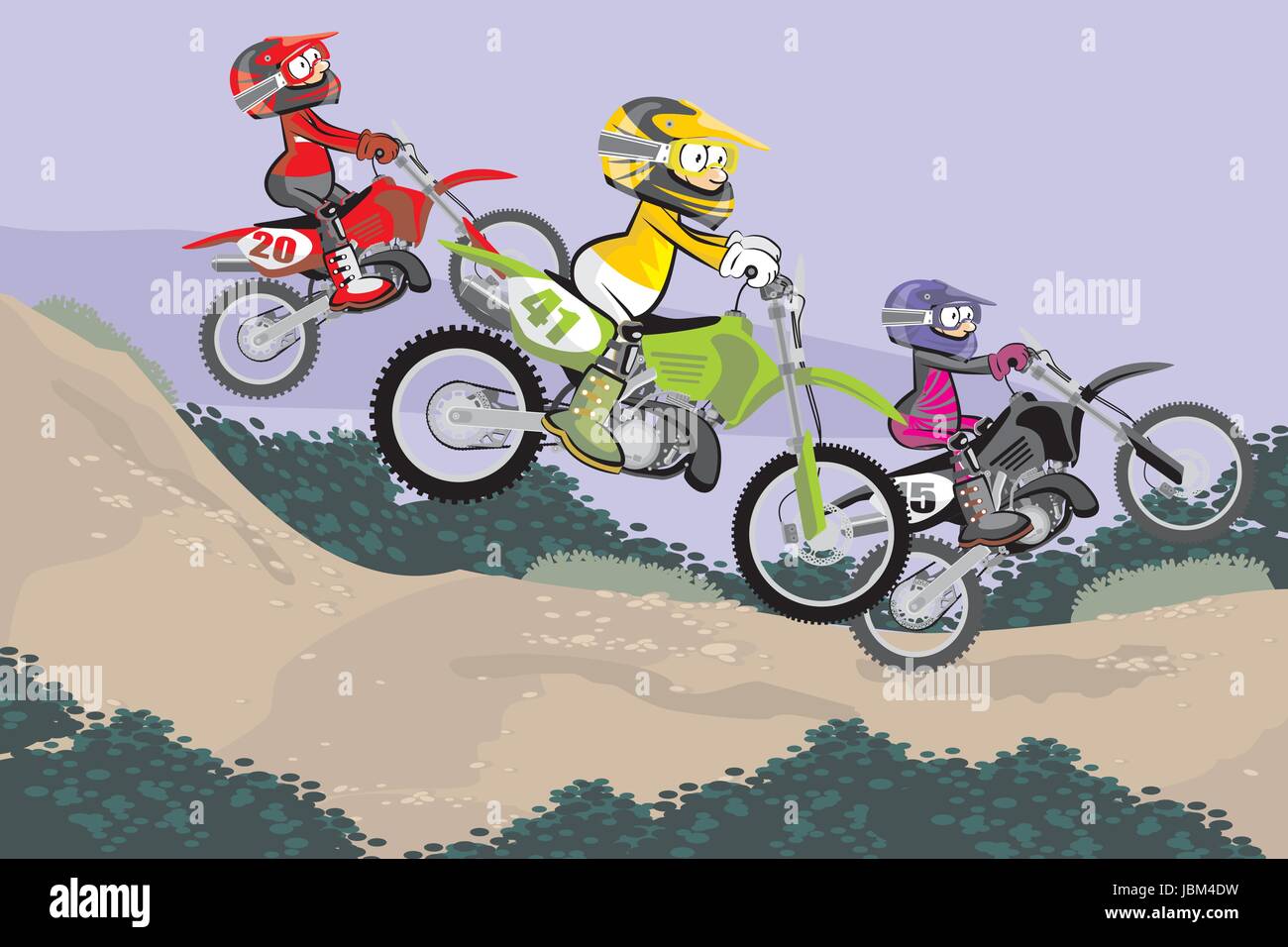 Motocross Racer in dust track. Cartoon Style. Conceptual vector ...