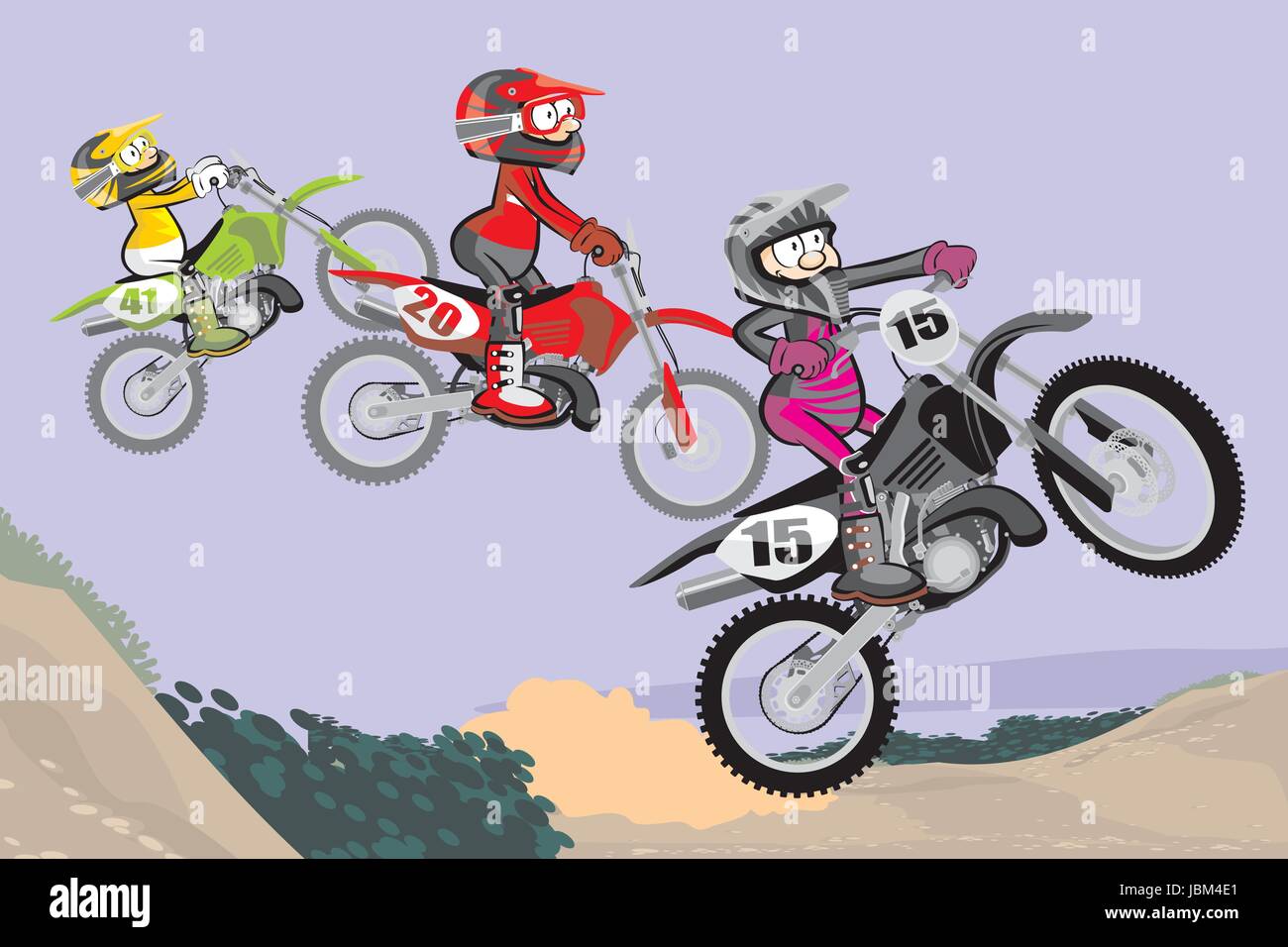 Motocross Racer in dust track. Cartoon Style. Conceptual vector ...