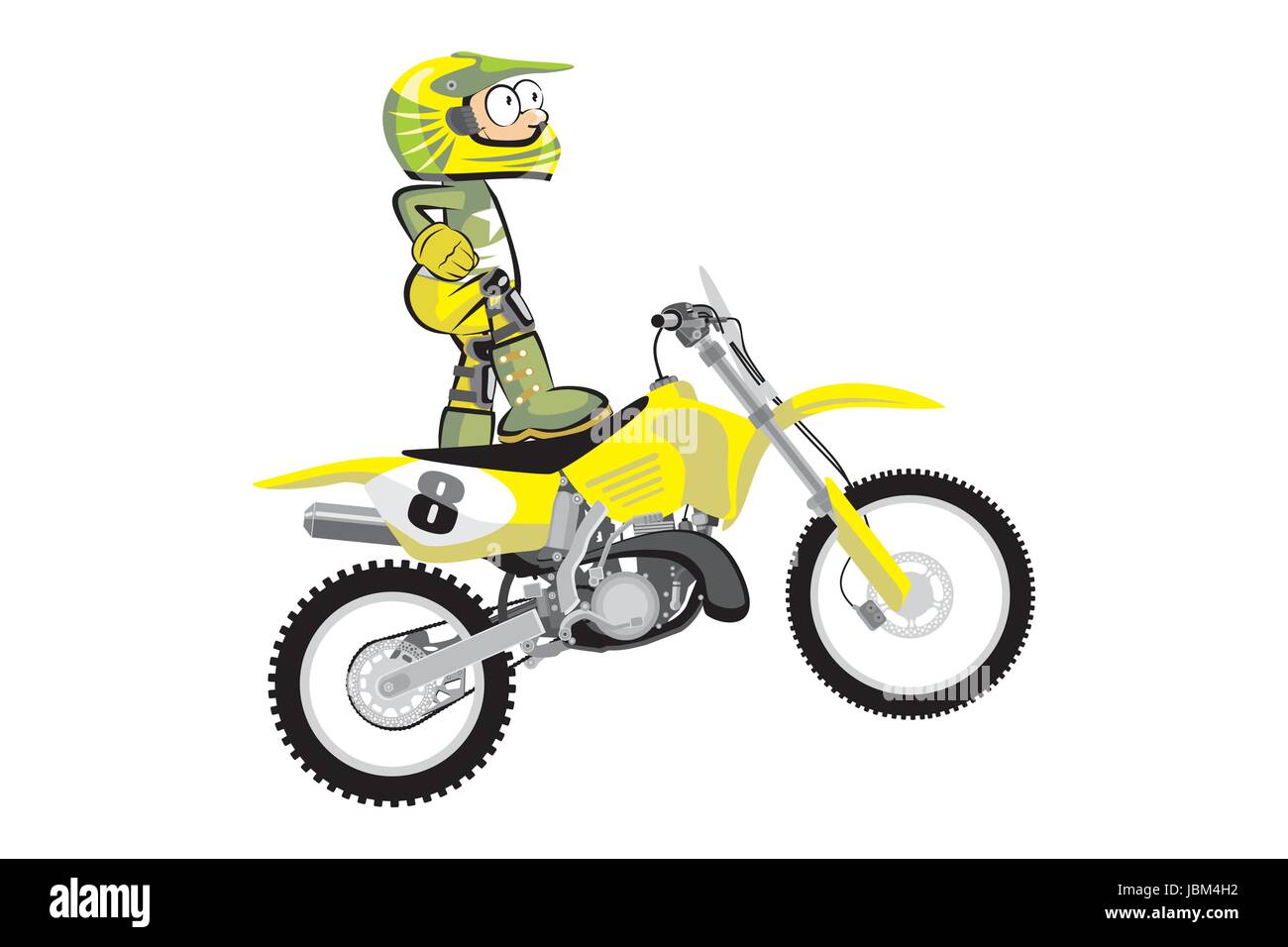 Motocross rider isolated over white backgrorund . Cartoon style ...