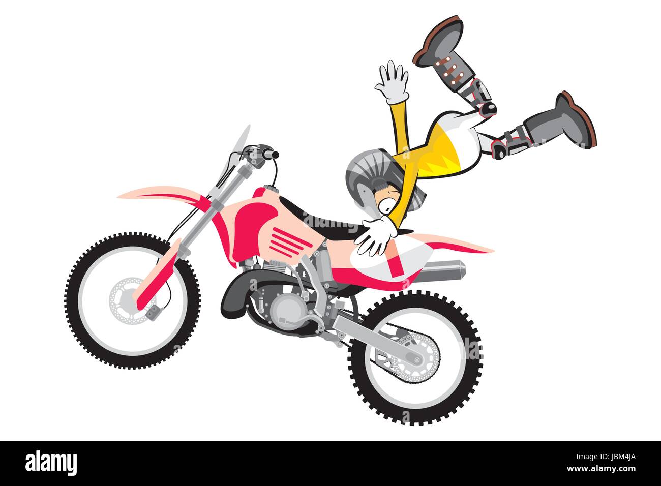 Motocross rider isolated over white backgrorund . Cartoon style ...