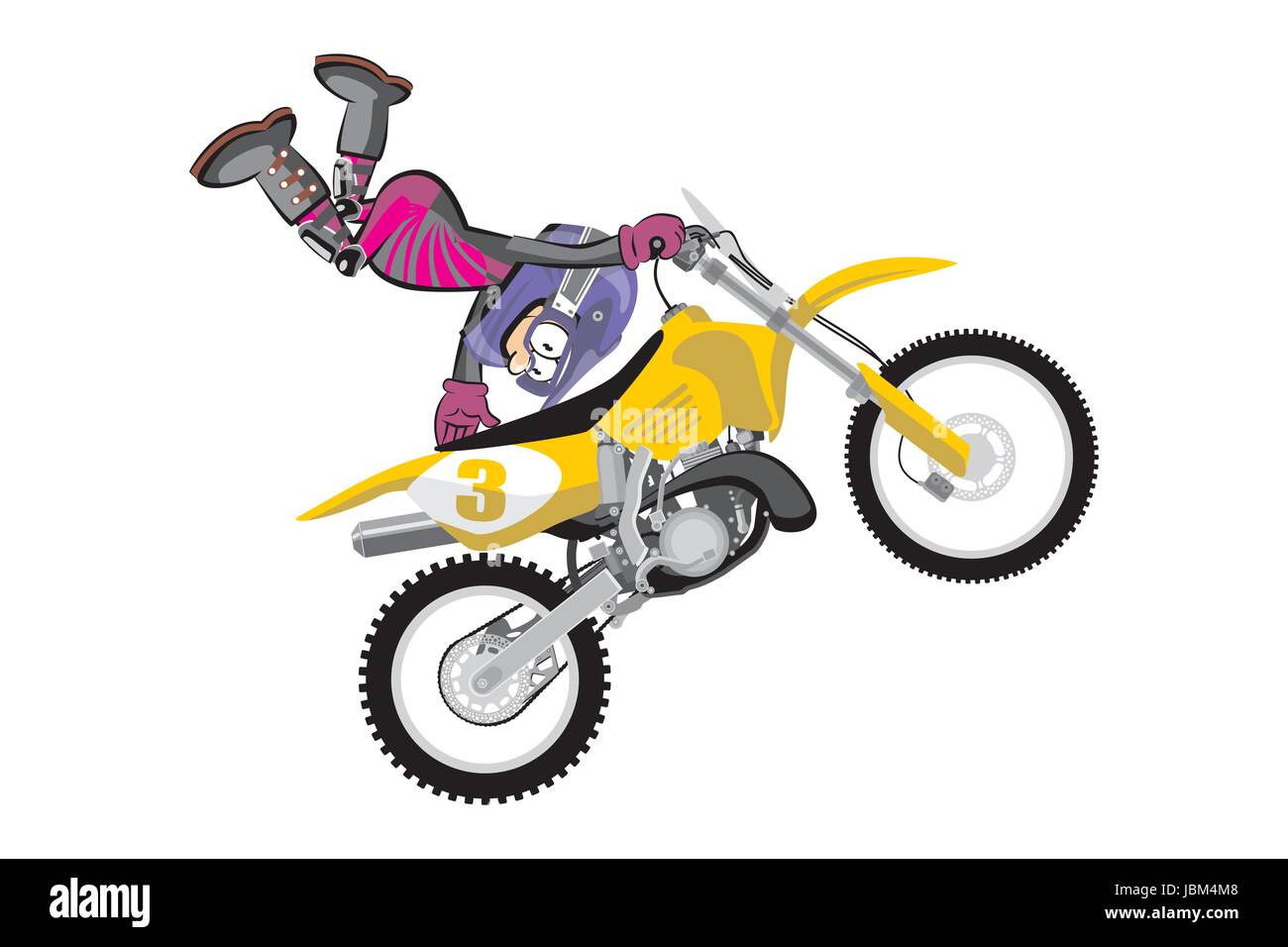 Motocross rider isolated over white backgrorund . Cartoon style ...