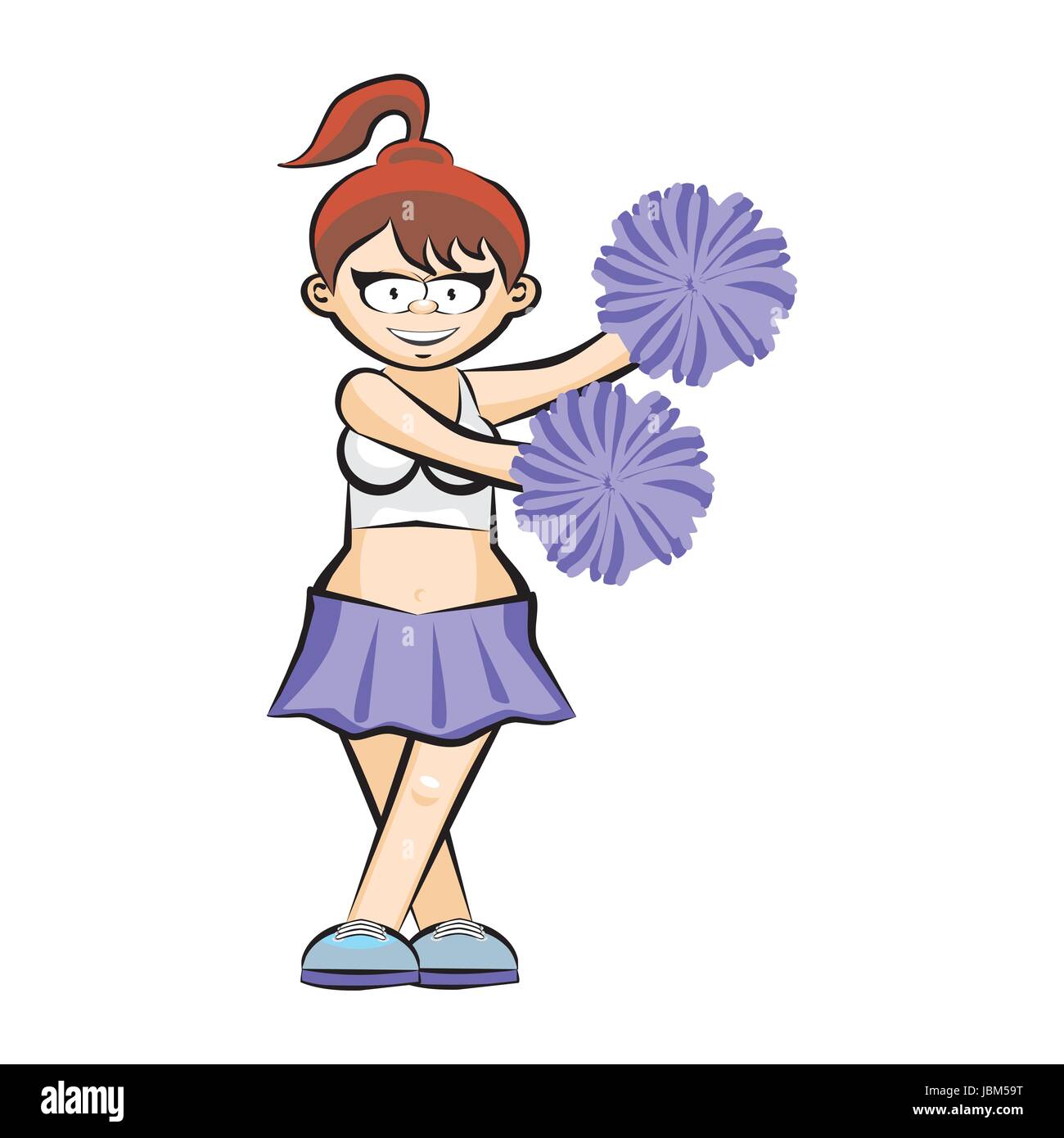 Funny Cheerleader cartoon. Conceptual illustration. Sports spirit of ...