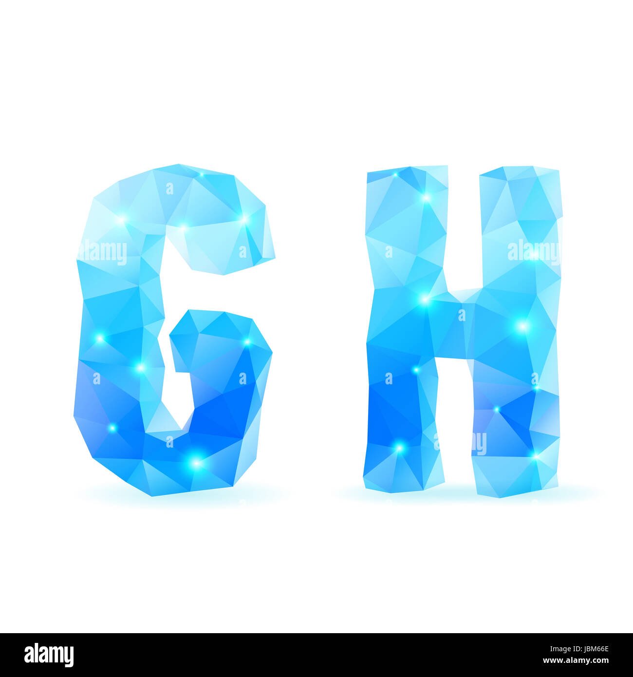 Shiny blue polygonal font. Crystal style G and H letters Stock Photo ...