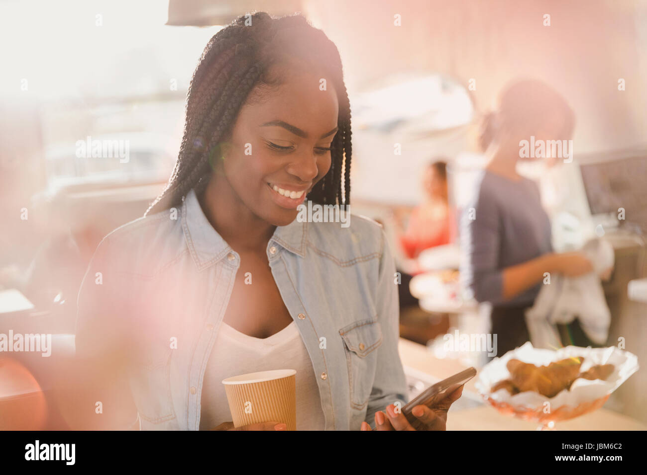 Woman cafe cell hi-res stock photography and images - Alamy