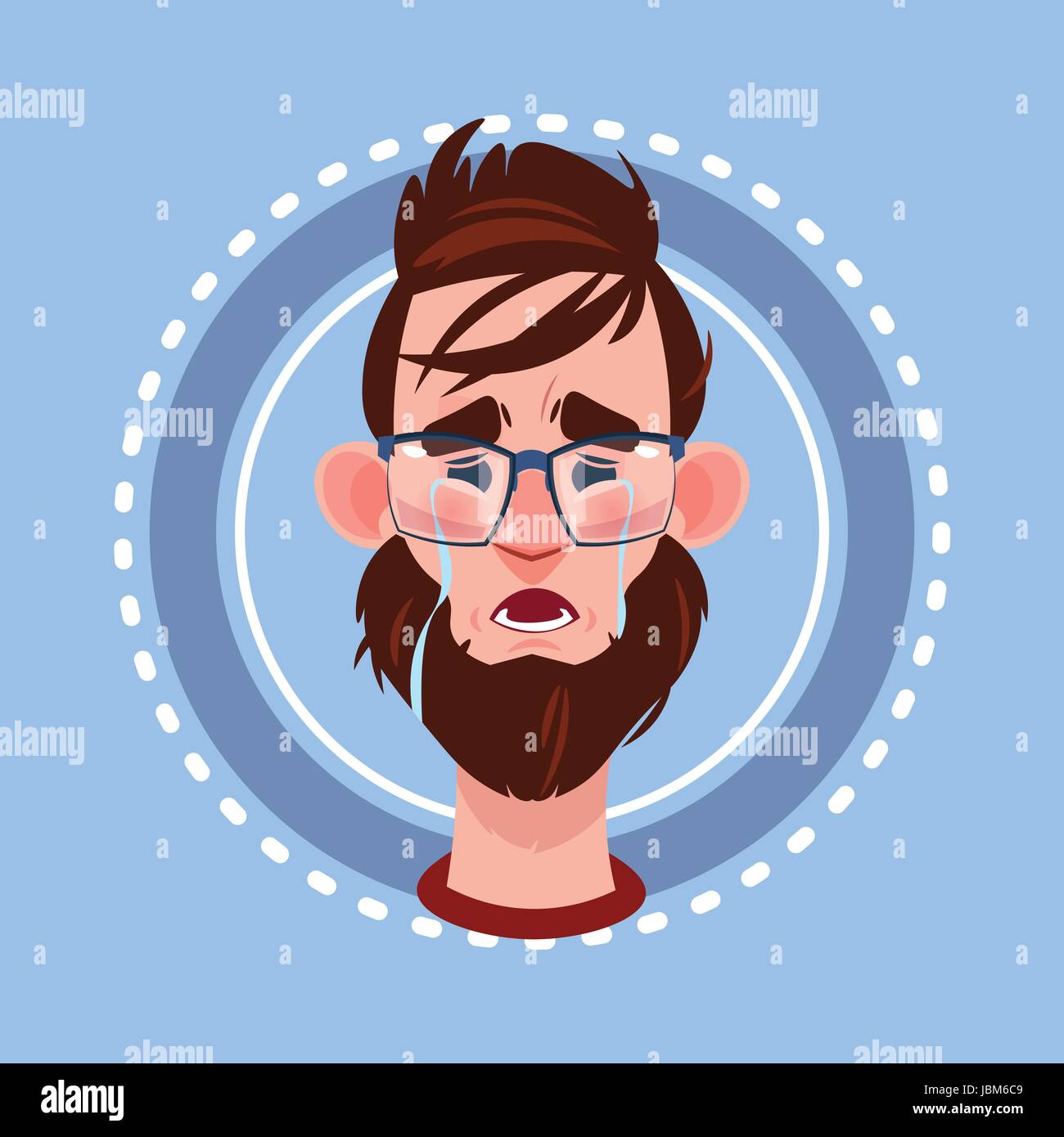 Profile Icon Male Emotion Avatar, Man Cartoon Portrait Crying Face ...