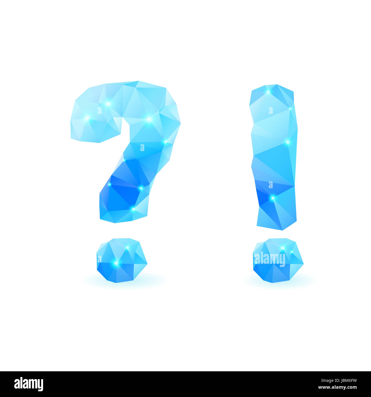 Shiny blue polygonal font. Crystal style question and exclamation marks ...