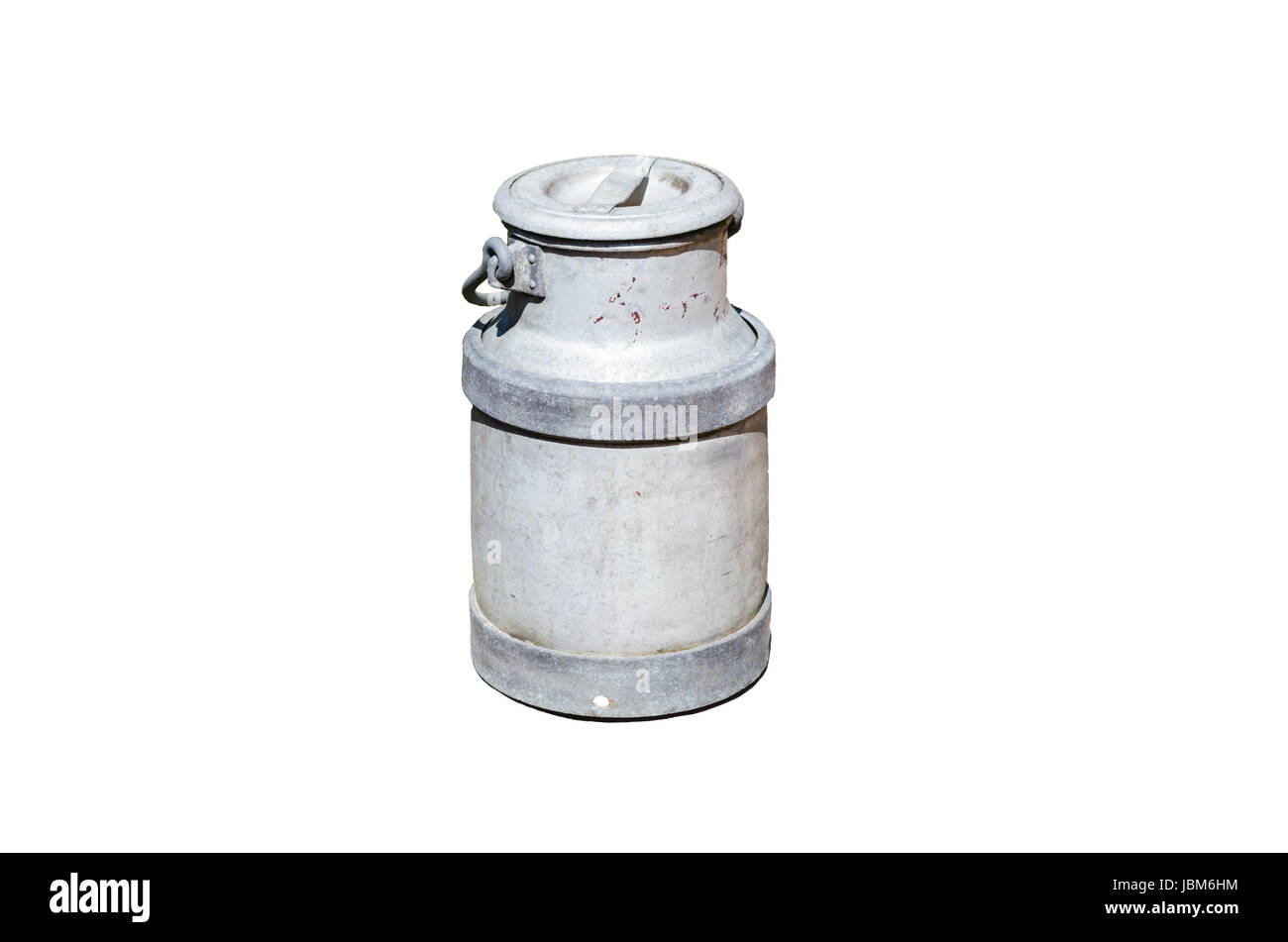 Old slightly weathered milk jug against a white background Stock Photo ...