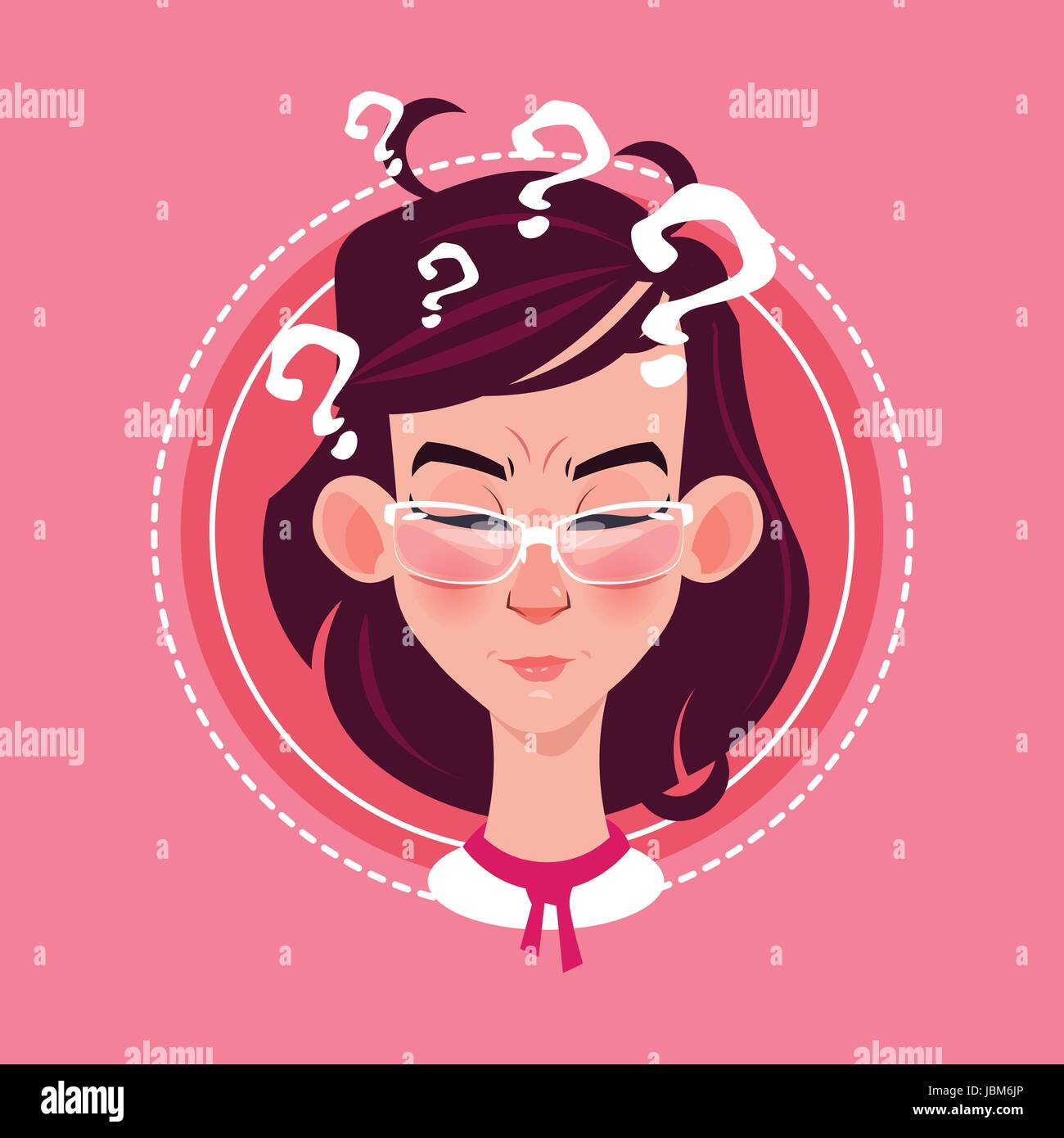 Profile Icon Female Emotion Avatar, Woman Cartoon Portrait Pondering ...