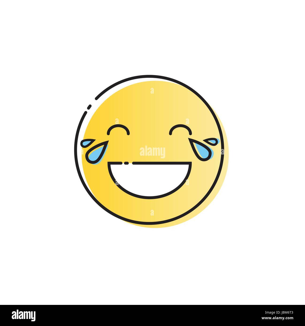 Yellow Smiling Cartoon Face Laugh Positive People Emotion Open Mouth ...