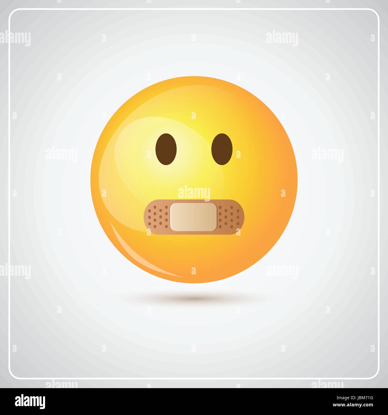 Yellow Cartoon Face Silent Not Speaking People Emotion Icon Stock ...