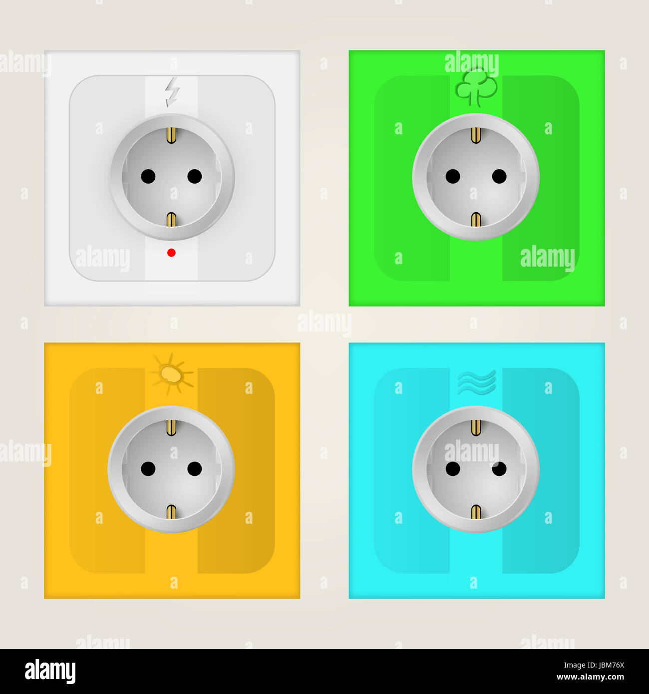 Set of colored square sockets. Four isolated vector illustration on ...