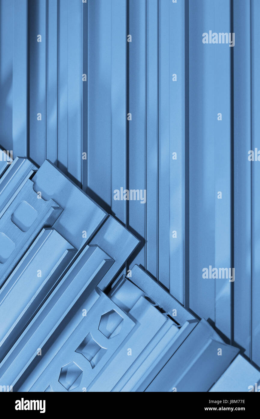 aluminum profile strips in blue light Stock Photo - Alamy