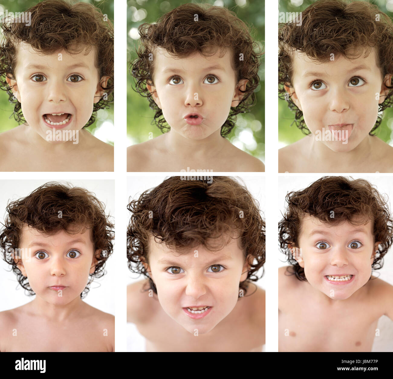 Funny sequence of a adorable boy grimacing Stock Photo - Alamy